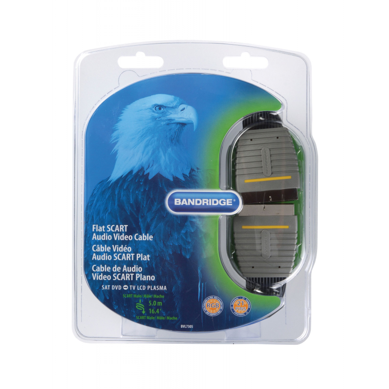 Bandridge - Câble vidéo audio péritel plat SCART M 5 m