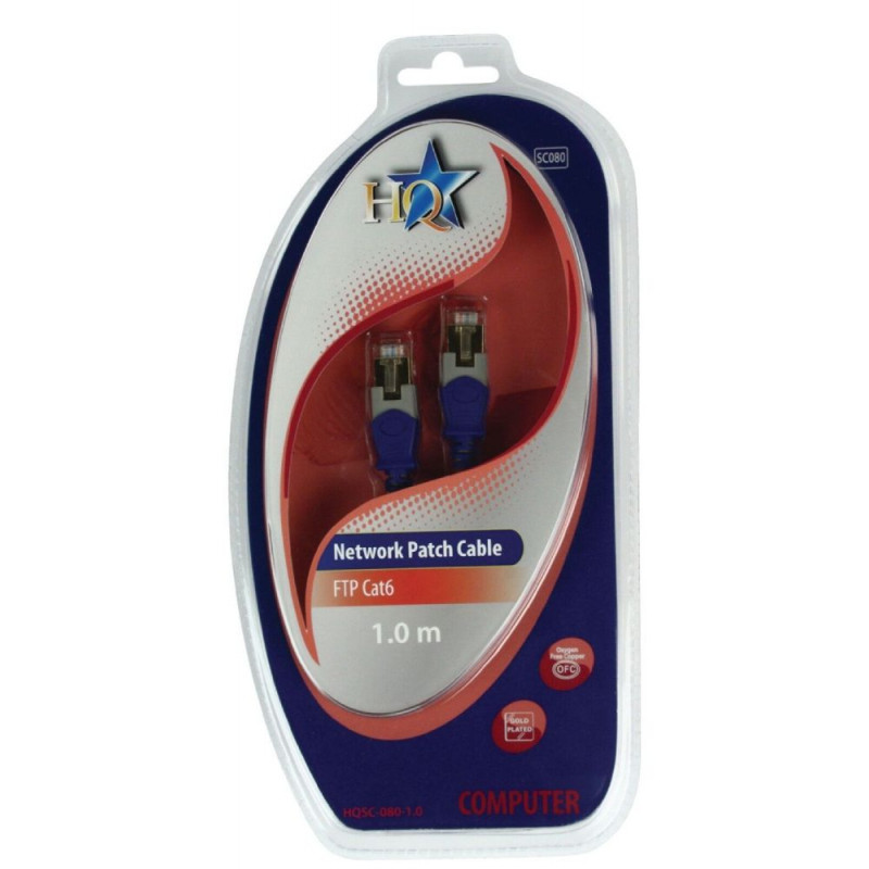 CORDON CABLE RESEAU ETHERNET RJ45 – Bleu Gris - 1m CAT6 blindé FTP ...